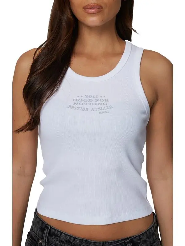 GOOD FOR NOTHING Ribbed Icarus Vest - White