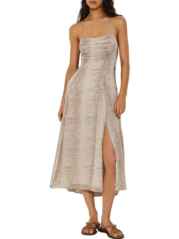 REISS Eloise Midi Cover-up Dress With Croc-embossed Print - Neutral
