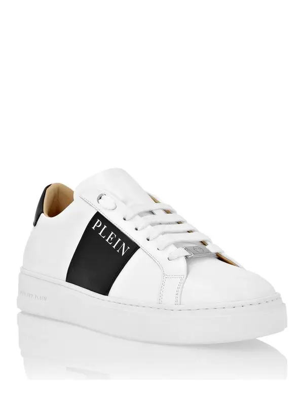 Philipp Plein Nappa Leather Low-top Sneakers With Contrasting Details - White/black