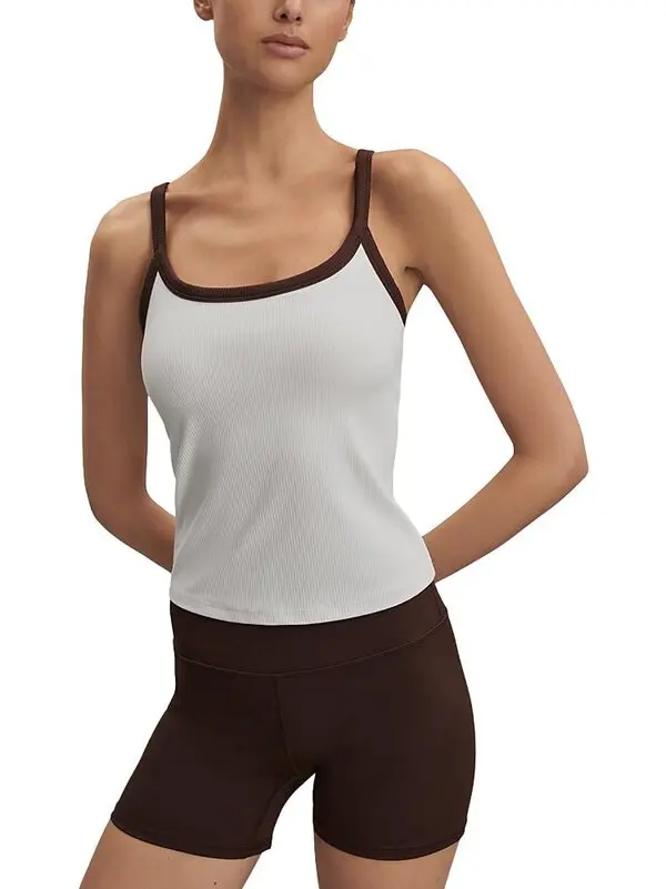 Varley Theon Scoop Neck Tank - White/coffee Bean