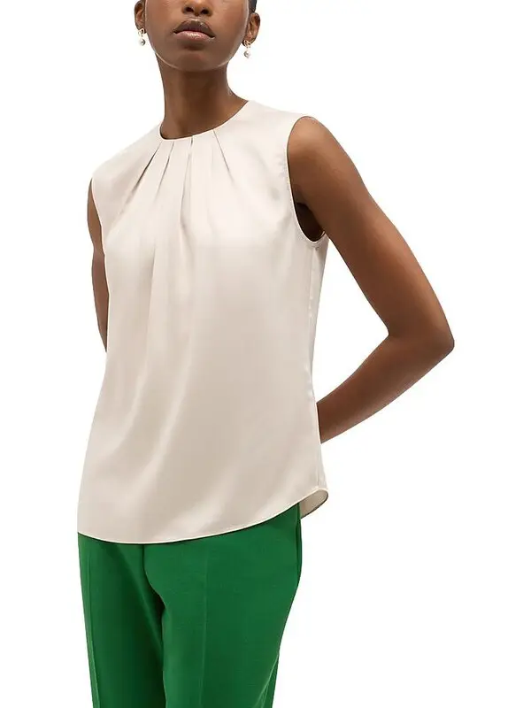 HOBBS LONDON Rosanne Pleated Blouse - Oyster