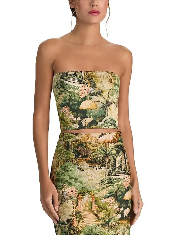 Alice + Olivia Ceresi Smocked Back Bandeau Top - Terrain Lg