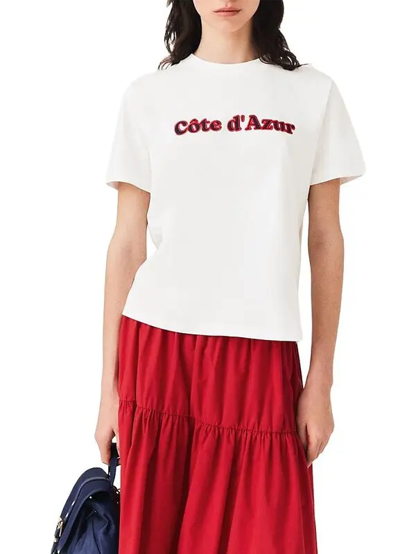 Maje Cote D'azur Embroidered T-shirt - White