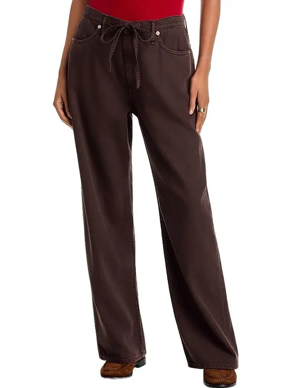 Rag & Bone Phoebe Featherweight Drawstring Wide Leg Jeans - Dark Brown
