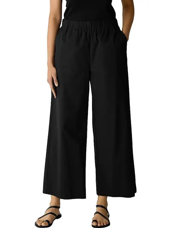 Eileen Fisher Wide Leg Ankle Pants - Black