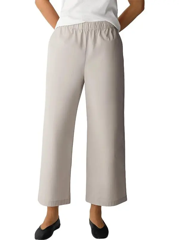 Eileen Fisher Wide Leg Ankle Pants - Chalk