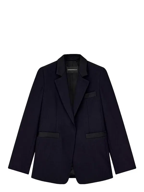 Emporio Armani Two Button Satin Blazer - Black