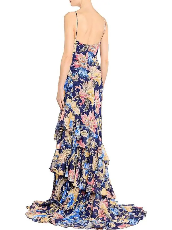 Etro Floral Ruffled Gown - Printed Black