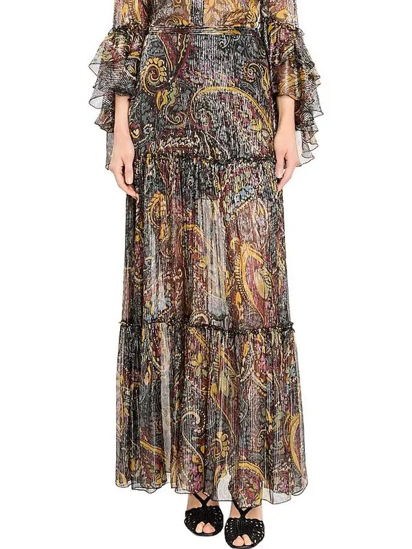 Etro Tiered Paisley Maxi Skirt - Printed Black