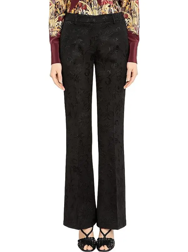 Etro Floral Jacquard Bootcut Trousers - Black