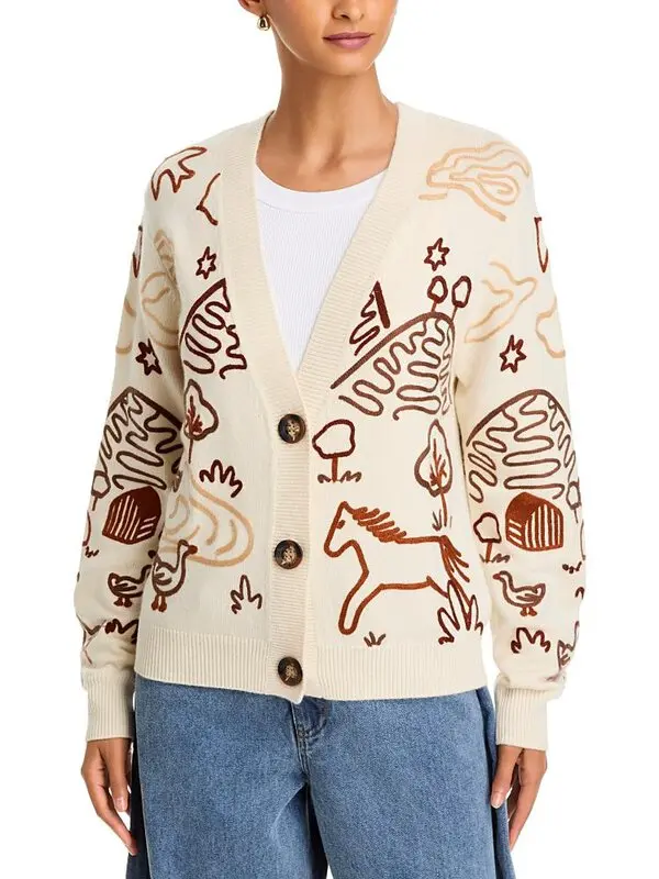 Farm Rio Countryside Cornelli Wool Cardigan - Off-white