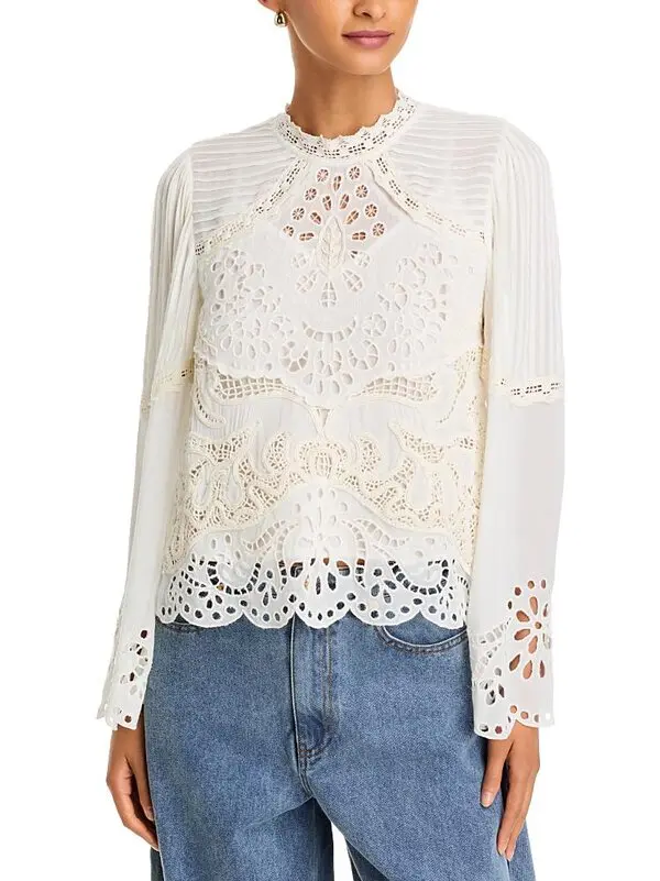 Farm Rio Richilieur Lace Blouse - Off-white