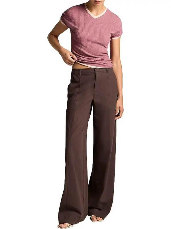Vince Wool Pointelle V-neck Tee - Dusty Peony