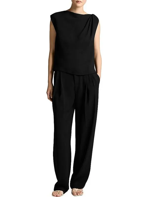 Vince Draped Shoulder Sleeveless Top - Black