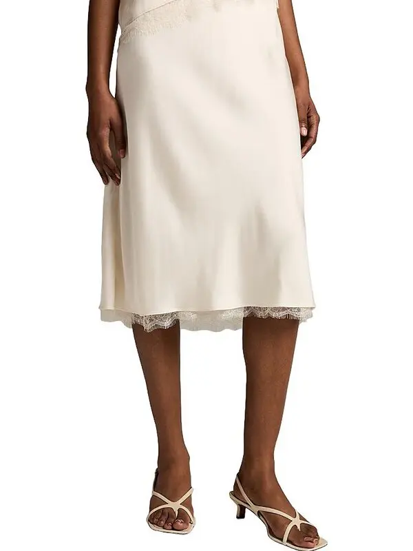 Vince Lace Trim Slip Skirt - Creme
