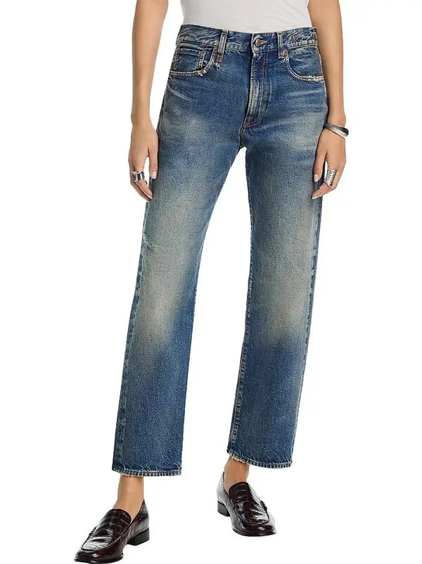 R13 Boyfriend High Rise Ankle Jeans - Bowery Indigo