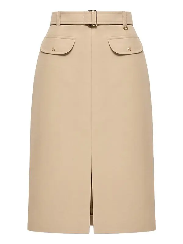 Moncler Belted Cotton Skirt - Beige
