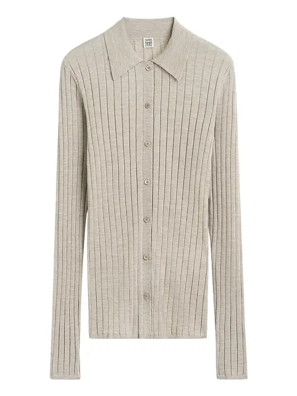 TOTEME Slim Rib Knit Top - Oat Melange