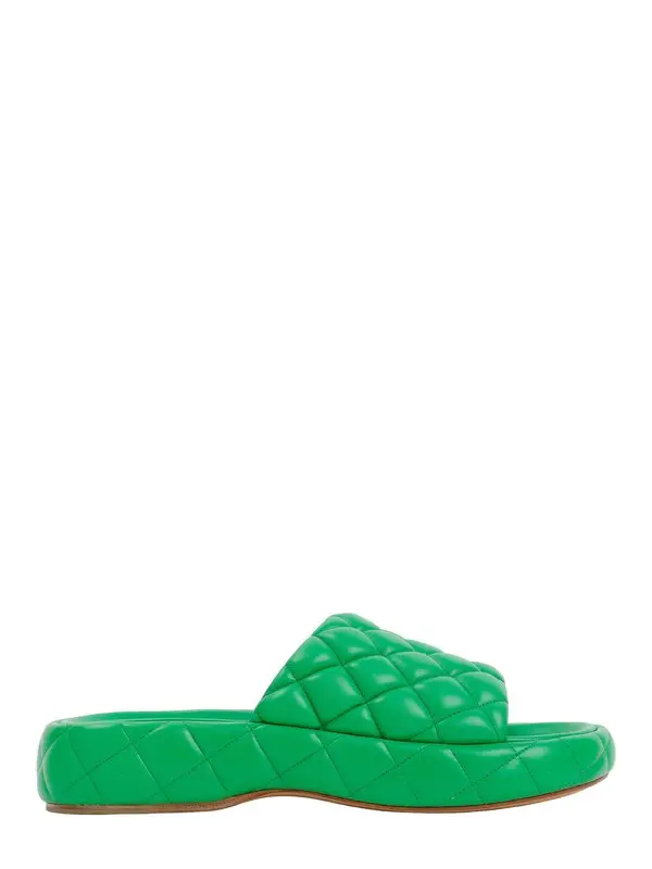 Bottega Veneta Quilted Lambskin Sandals - Green