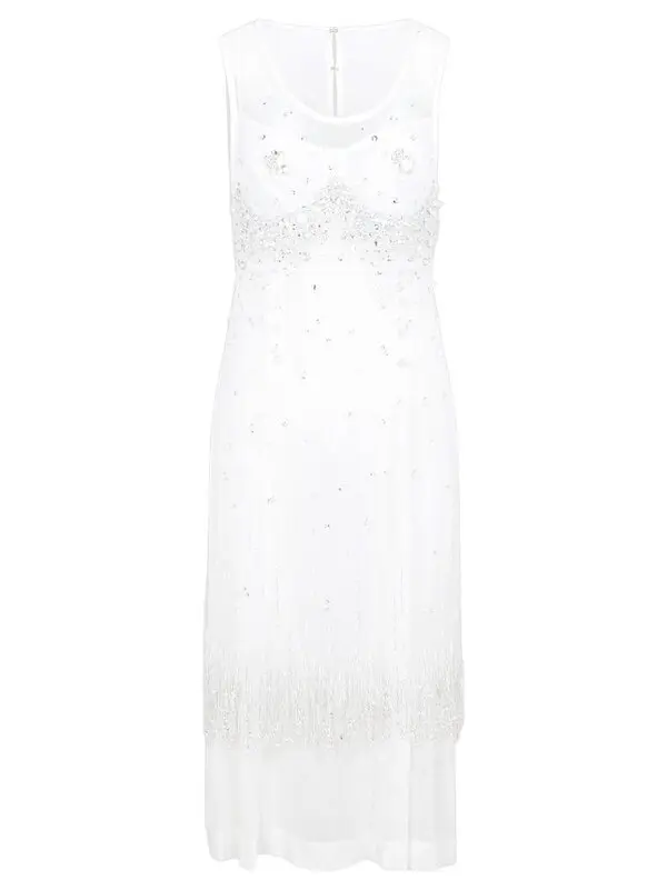 Bottega Veneta Mini Silk And Crystal Embellished Dress - White