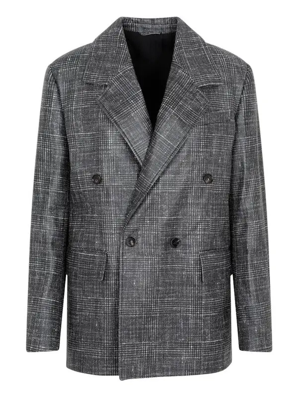 Bottega Veneta Double Breasted Plaid Blazer - Black