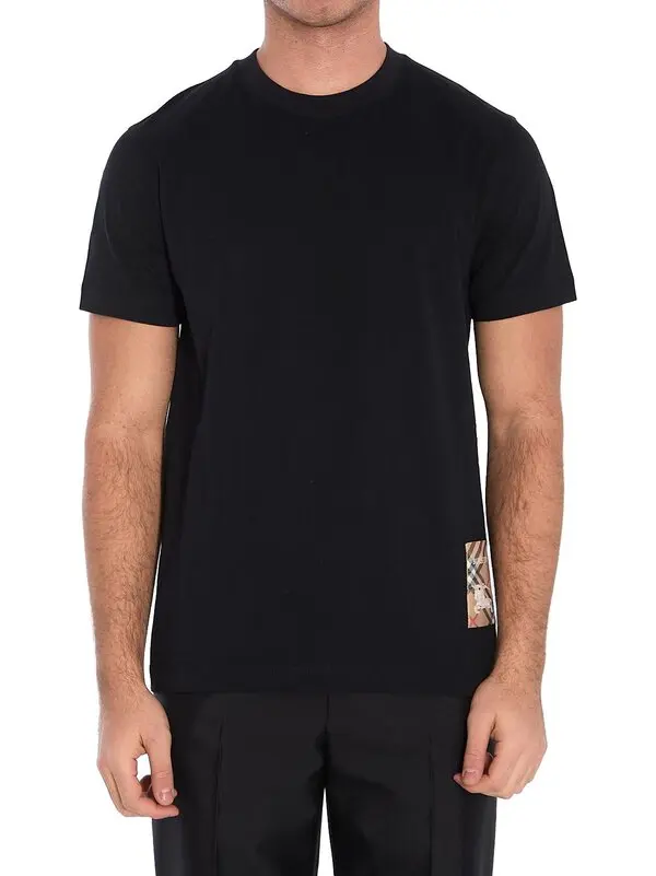 Burberry Check-logo Patch Cotton T-shirt - Black