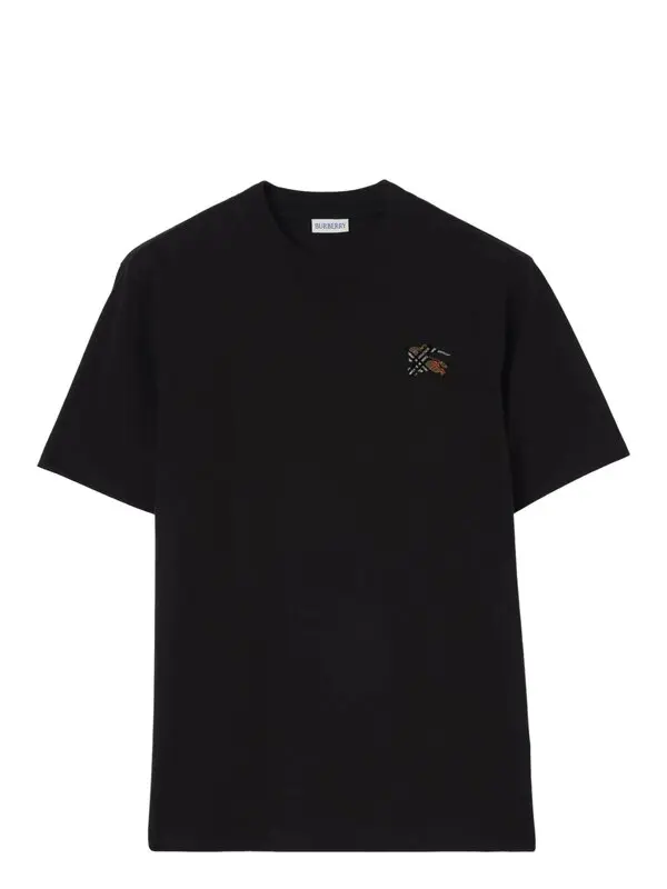 Burberry Check Logo Cotton T-shirt - Black
