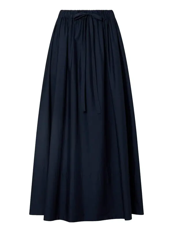 Peuterey Long Cotton Skirt With Drawstring Waist - Blu D'oriente