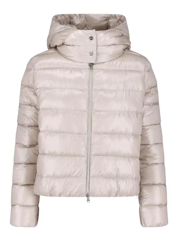 Herno Lightweight Quilted Down Jacket With Hood - Cream
