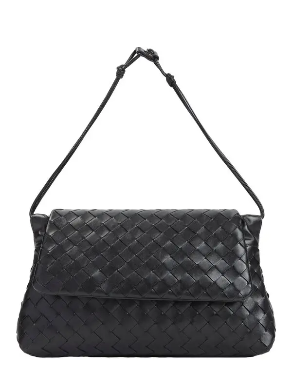 Bottega Veneta Mini Giorno Woven Leather Clutch - Black