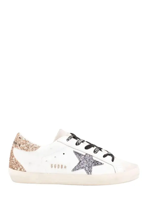 GOLDEN GOOSE Super Star Sneakers With Glitter Star Appliqu - Silver