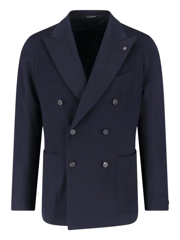 Tagliatore Double-breasted Wool Blazer With Peak Lapel - Blue