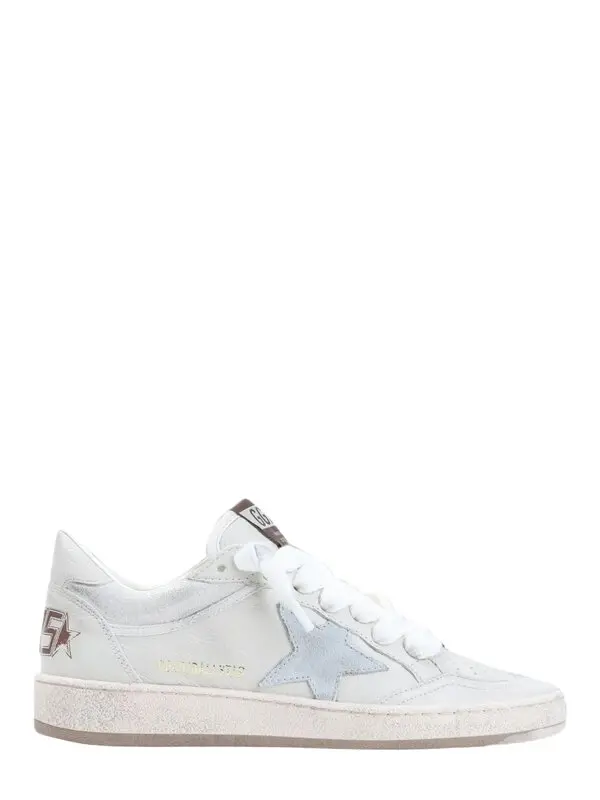 GOLDEN GOOSE Ballstar Leather Sneakers With Side Star Detail - Grey