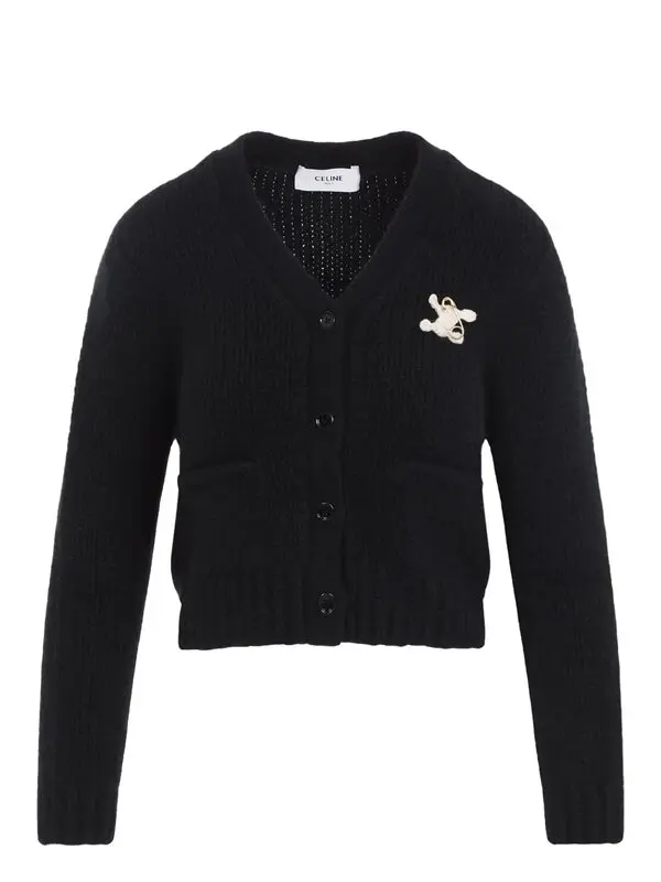 Celine Cashmere And Silk Blend Cardigan With Embellishment - Black