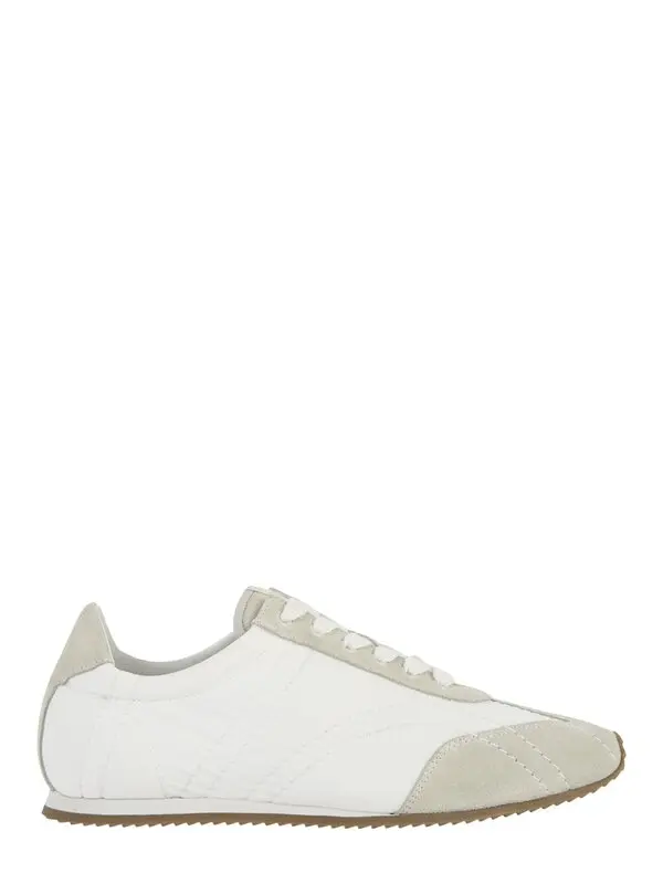 TOTEME Suede-trim Low-top Sneaker With Logo Heel And Lace-up Closure - Beige