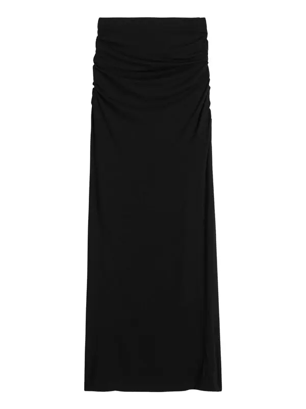TOTEME Long Modal Skirt With Draped Waist Detail - Black