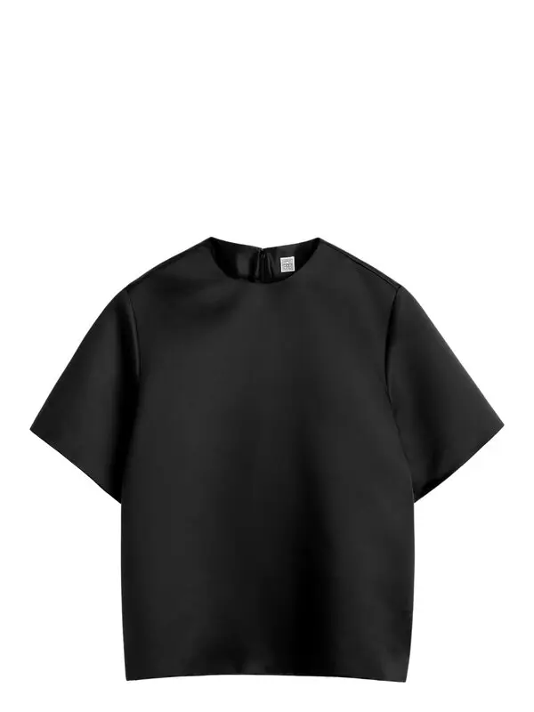 TOTEME Duchesse Satin Wide Sleeve T-shirt - Black