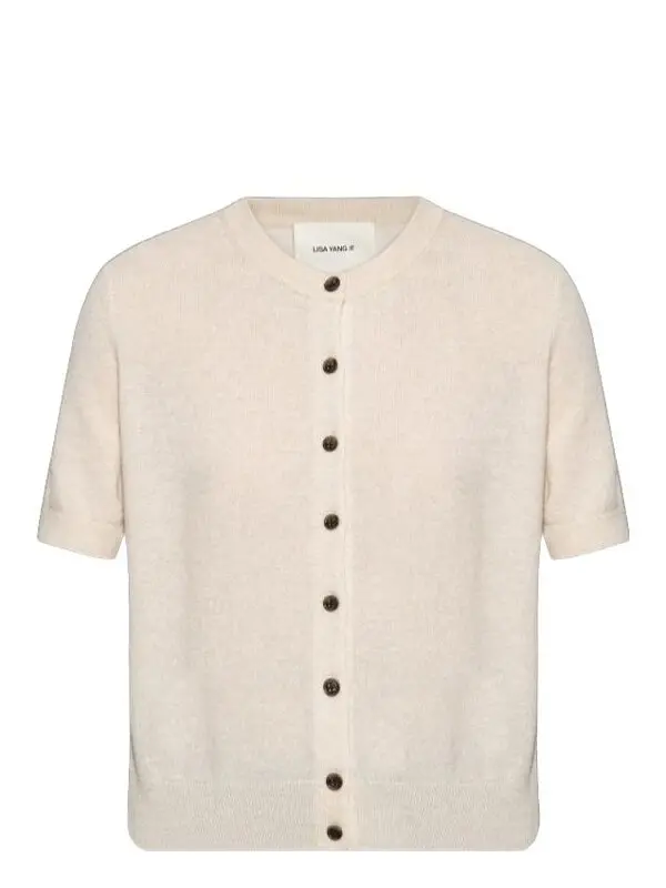 LISA YANG Short-sleeved Knitted Cardigan - Nude