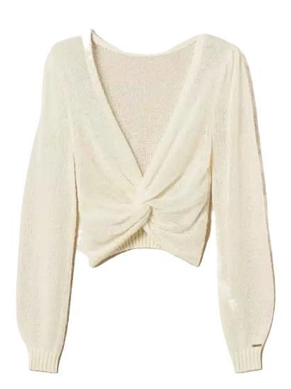 TWINSET Reversible Knit Shrug With V-neck And Round Neck - Off-white