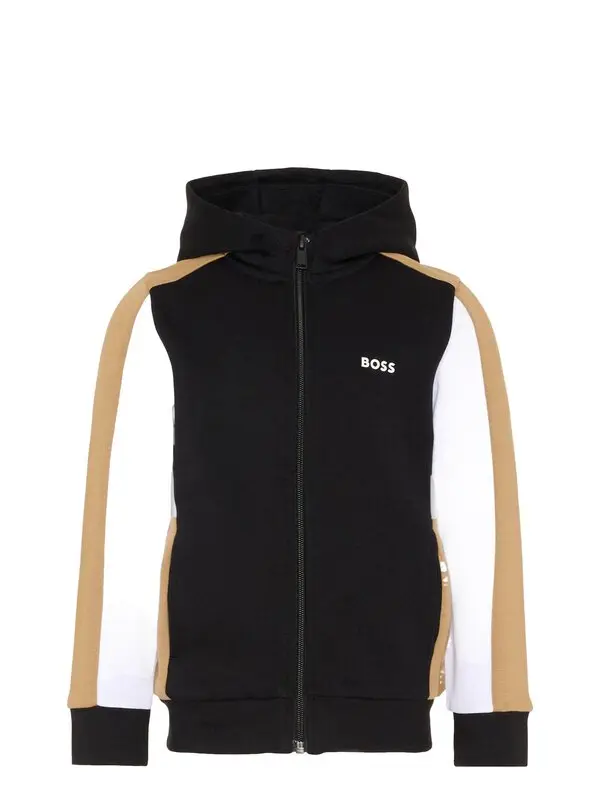 Hugo Boss Colorblock Zip Hoodie - Black