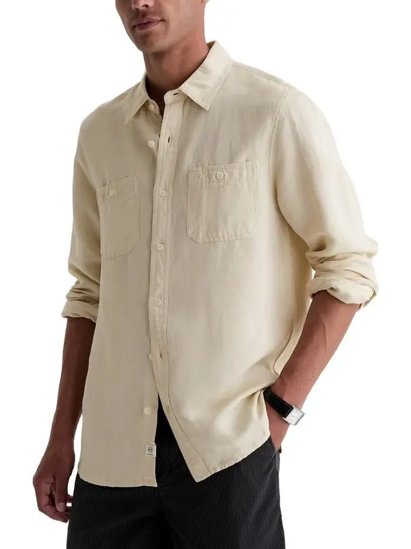 Ag Mason Long Sleeve Linen Blend Work Shirt - Champagne