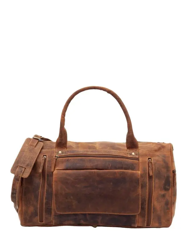 LLOYD BAKER Denzel Distressed Leather Weekender Bag - Brown