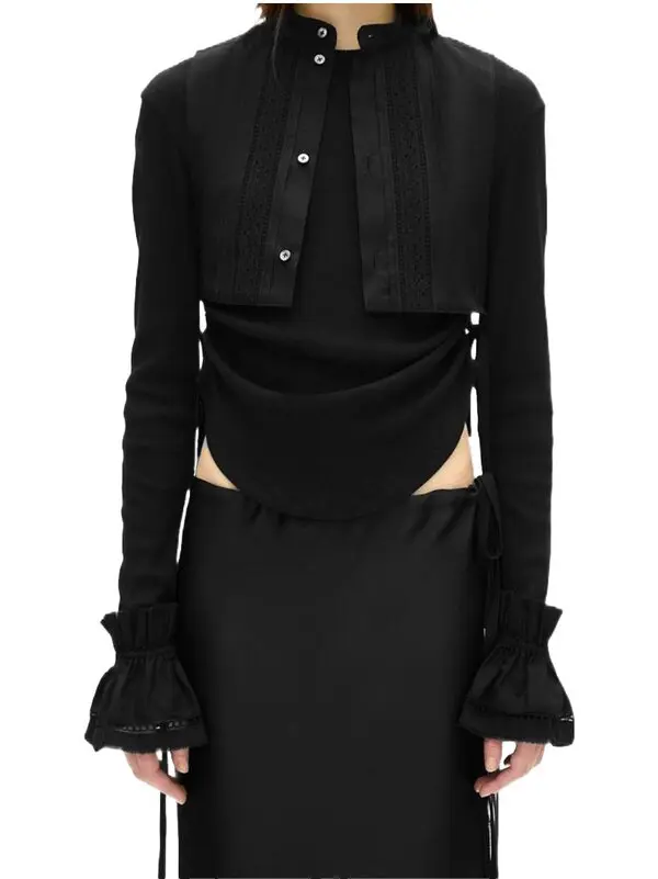 ANN DEMEULEMEESTER Suna Ruffled Cuff Top - Black