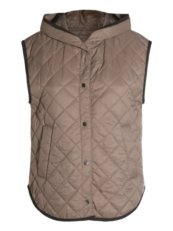 Brunello Cucinelli Quilted Hooded Vest - Gray