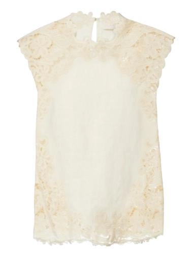 Ulla Johnson Amelie Crochet Trimmed Linen Top - White