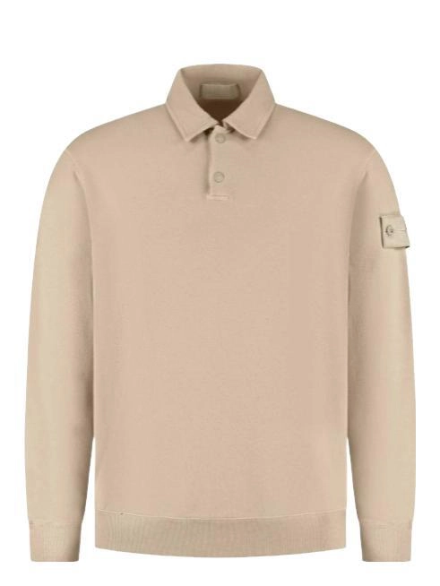 Stone Island Logo-patch Long-sleeve Polo Shirt - Beige