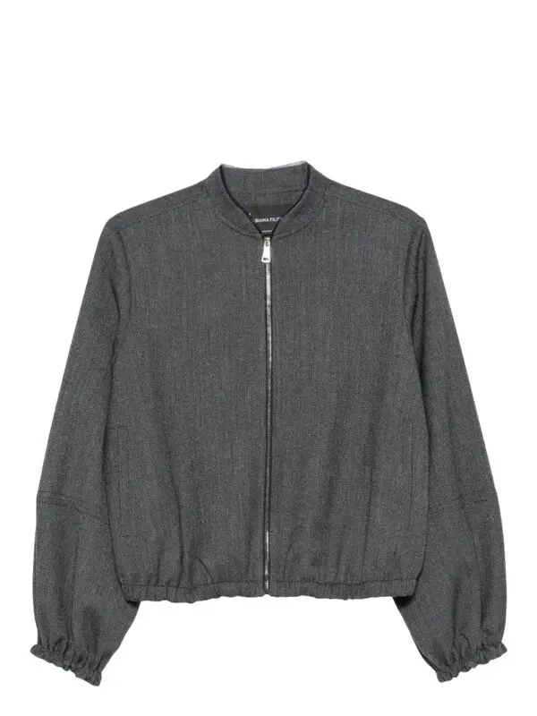 Fabiana Filippi Zip-up Bomber Jacket With Elasticated Hem - Dark Gray/blue
