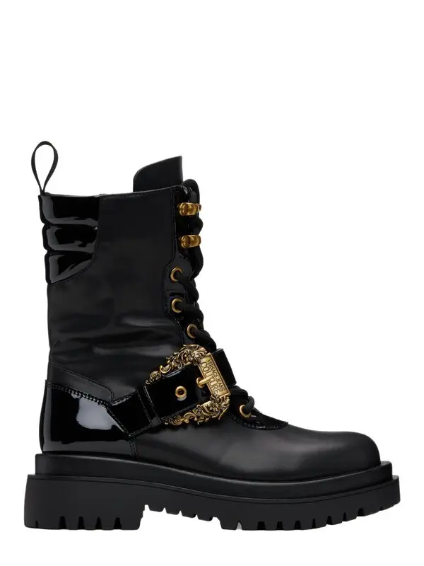 Versace Buckled Lace-up Boots - Black