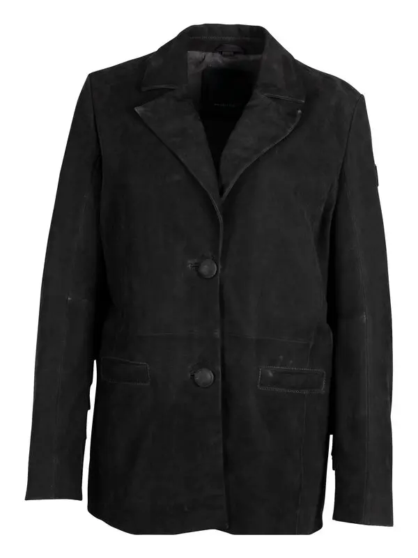 Mauritius Fringe Leather Blazer Jacket - Black