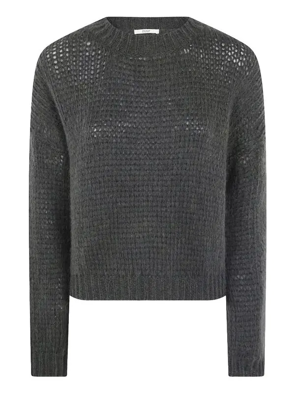 NUUR Open-knit Round-neck Sweater - Green